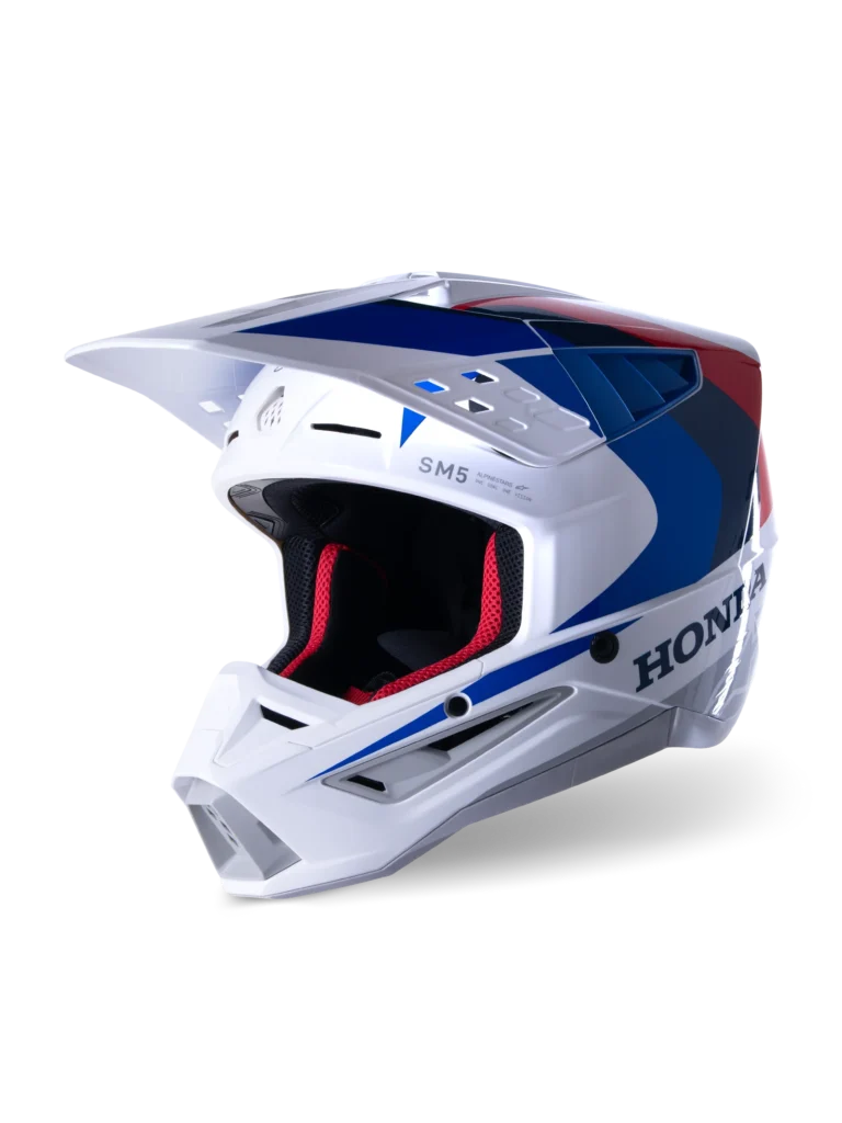ALPINESTARS MX SM5 HONDA HEMLET White Blue Red Glossy - Moto-oprema