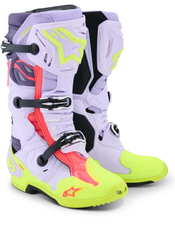 ALPINESTARS TECH 10 SUPERVENTED PURPLE FL.YELLOW PINK Price & Stock ...