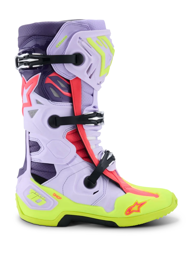 ALPINESTARS TECH 10 SUPERVENTED PURPLE FL.YELLOW PINK Price & Stock ...