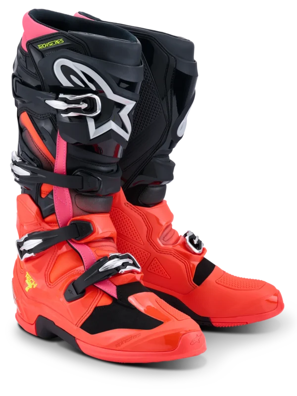 ALPINESTARS MX BOOTS TECH 7 BLACK RED FLUO PINK 25 - Moto-oprema