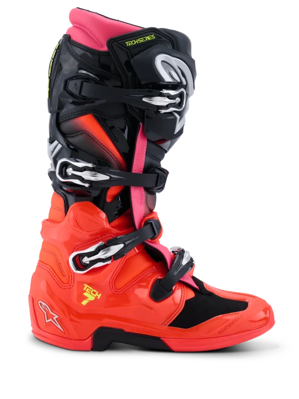ALPINESTARS MX BOOTS TECH 7 BLACK RED FLUO PINK 25 - Moto-oprema